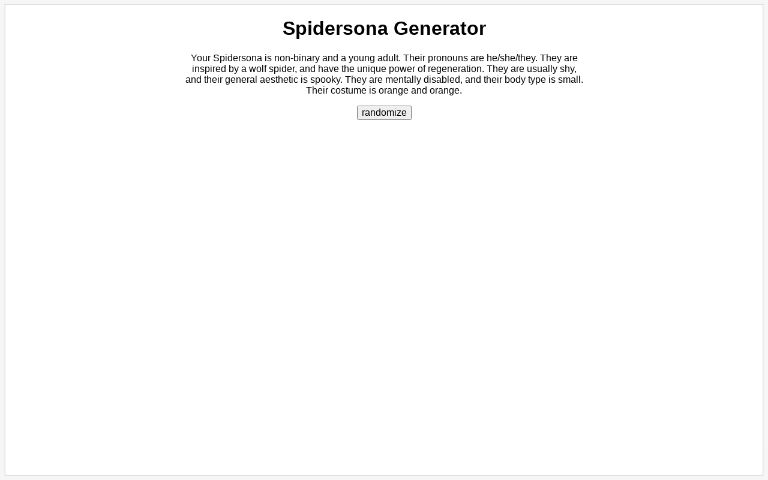 Spidersona Generator