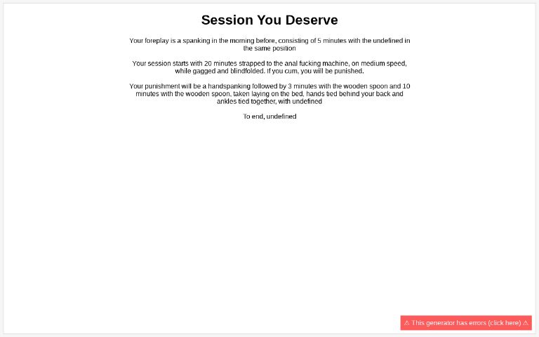 Session You Deserve ― Perchance Generator