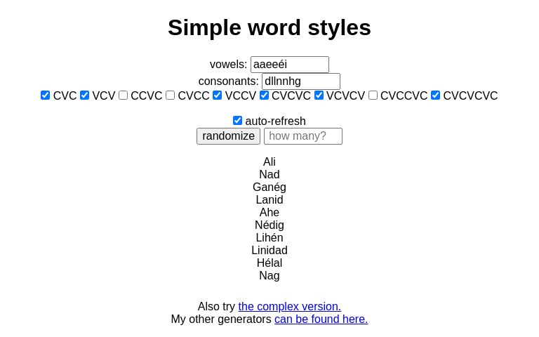 Simple word styles ― Perchance Generator