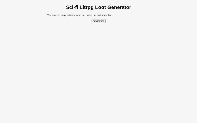 Sci-fi Litrpg Loot Generator