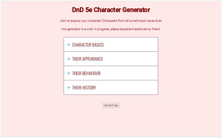 DnD 5e Character Generator