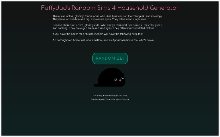 Fuffydud's Random Sims 4 Household Generator