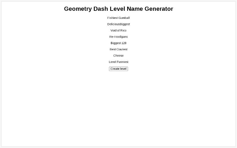 Geometry Dash Level Name Generator