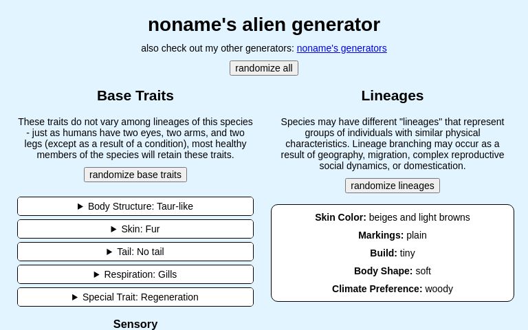 Alien Species Generator