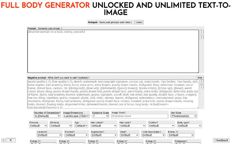Full Body Generator: Unlocked and Unlimited Text-To-Image