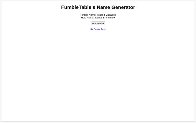 FumbleTable's Name Generator