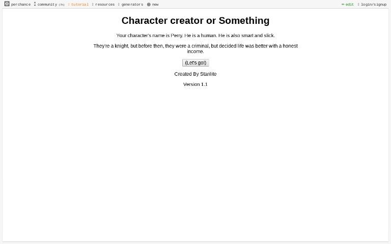 Character creator or Something ― Perchance Generator