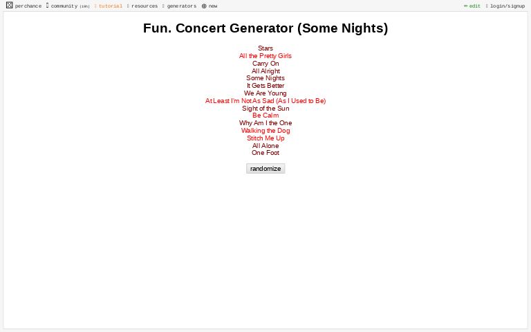 Fun. Concert Generator (Some Nights)