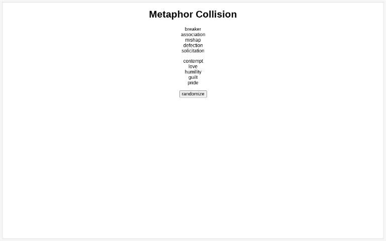 Metaphor Collision ― Perchance Generator