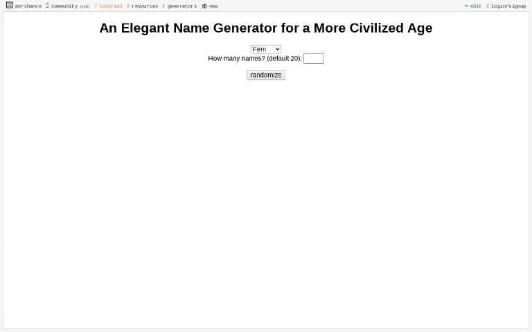 An Elegant Name Generator for a More Civilized Age