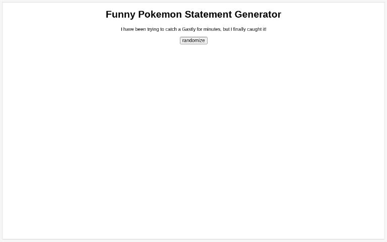 Nonsensical Pokemon Statement Generator
