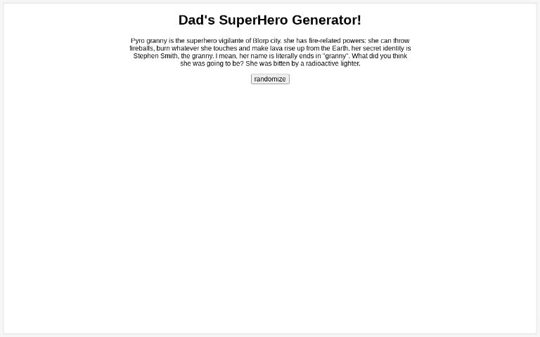 Dad's SuperHero Generator!
