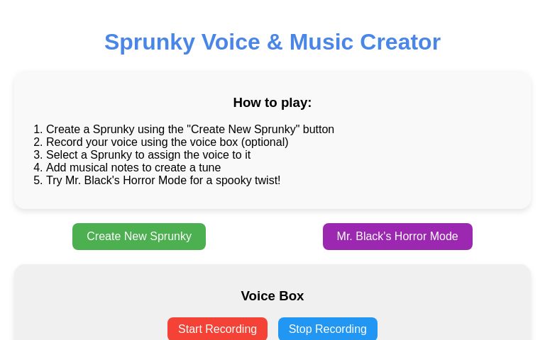 Sprunky Voice & Music Creator ― Perchance Generator