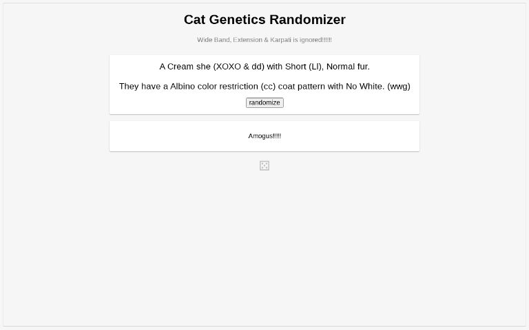 Cat Genetics Randomizer ― Perchance Generator