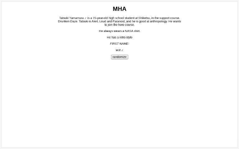 MHA ― Perchance Generator