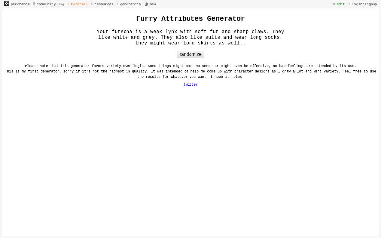 Furry Attributes Generator