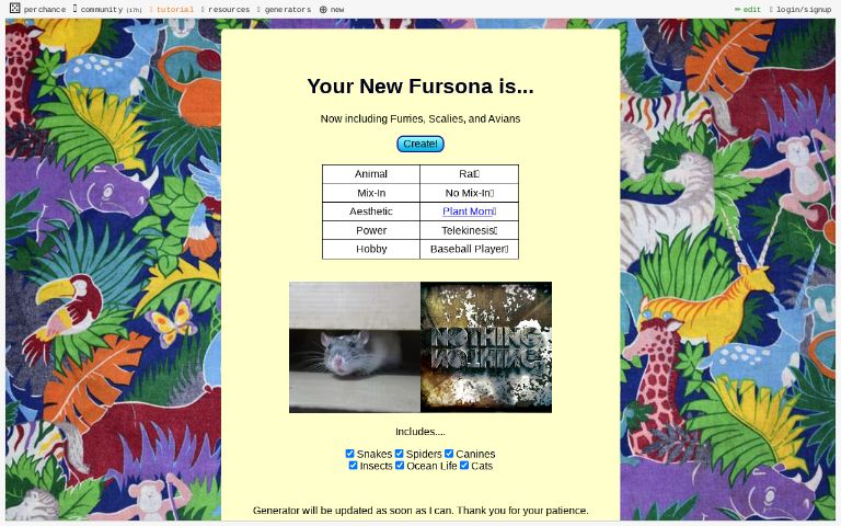 Your New Fursona is... ― Perchance Generator