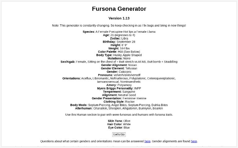 Fursona Generator