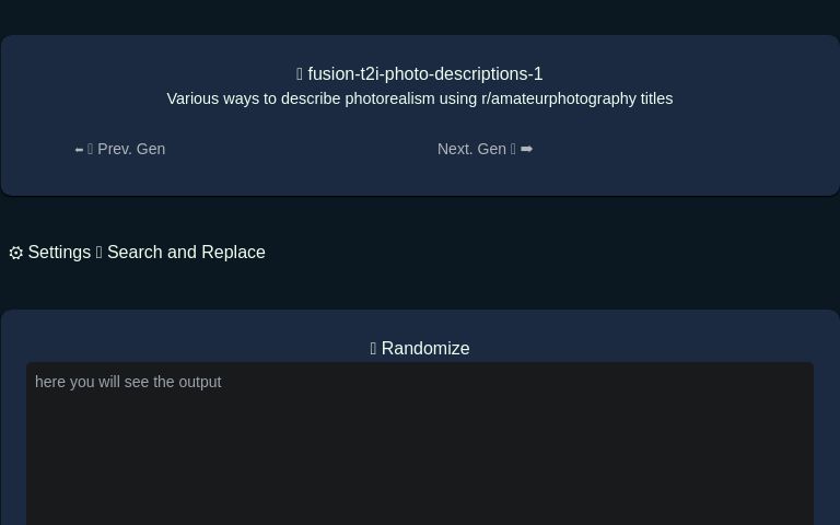 📷 photo-descriptions 1 ― Perchance Generator