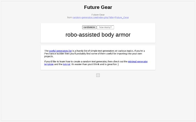 Future Gear ― Perchance Generator