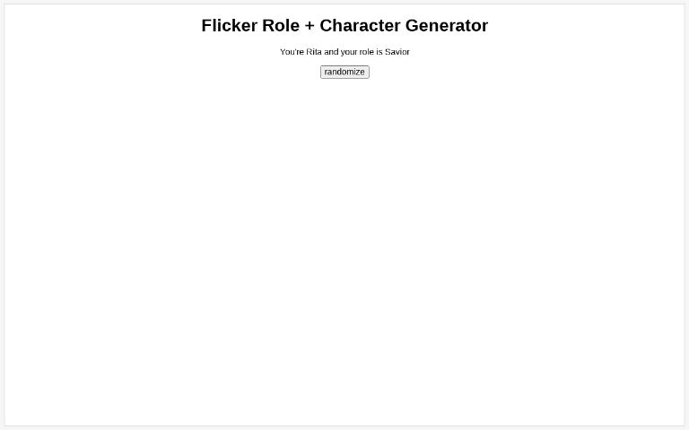 Flicker Role + Character Generator