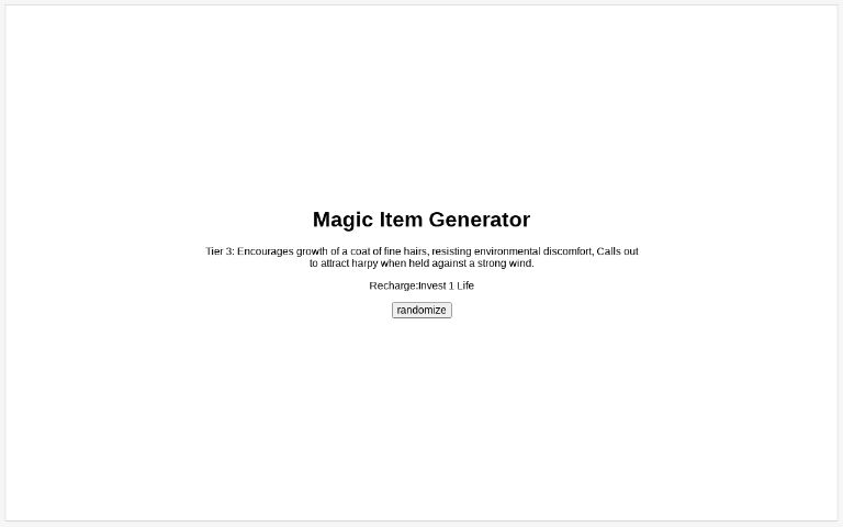 Magic Item Generator