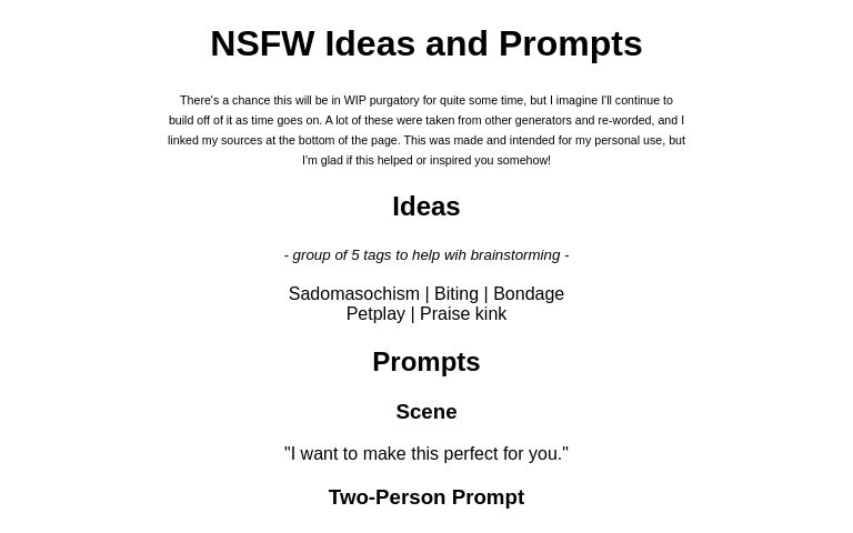 18+ NSFW ProFic Ideas and Prompts ― Perchance Generator