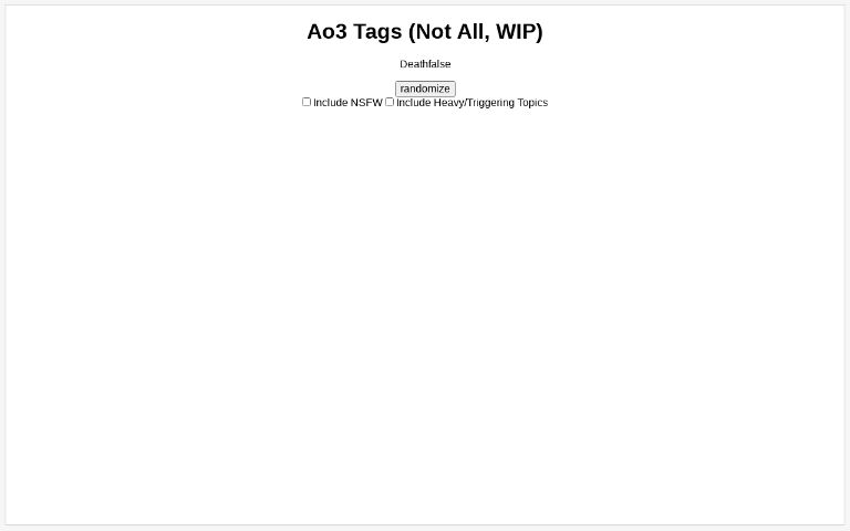 Ao3 Tags (Not All, WIP) ― Perchance Generator