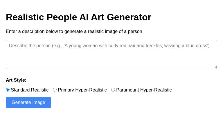 Hyper-Realistic People AI Art Generator