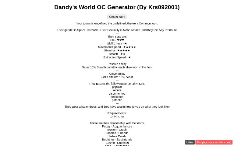 Dandy's World OC Generator (By Krs092001)