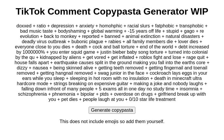 TikTok Comment Copypasta Generator WIP