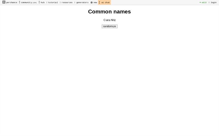 Common names ― Perchance Generator