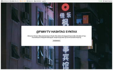 @FWAYTV HASHTAG SYNTAX ― Perchance Generator