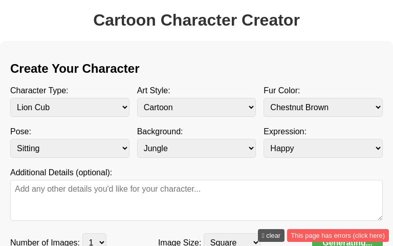 Cartoon Character Creator ― Perchance Generator