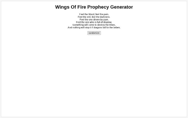 Wings Of Fire Prophecy Generator(These are pre-made)