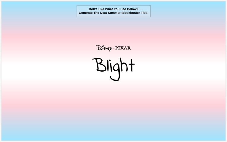 Disney Pixar Movie Titles ― Perchance Generator