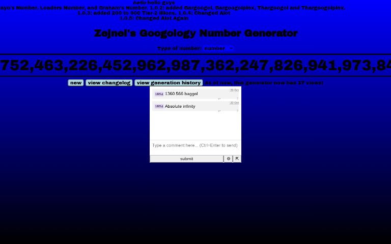 Zejnel's Googology Number Generator