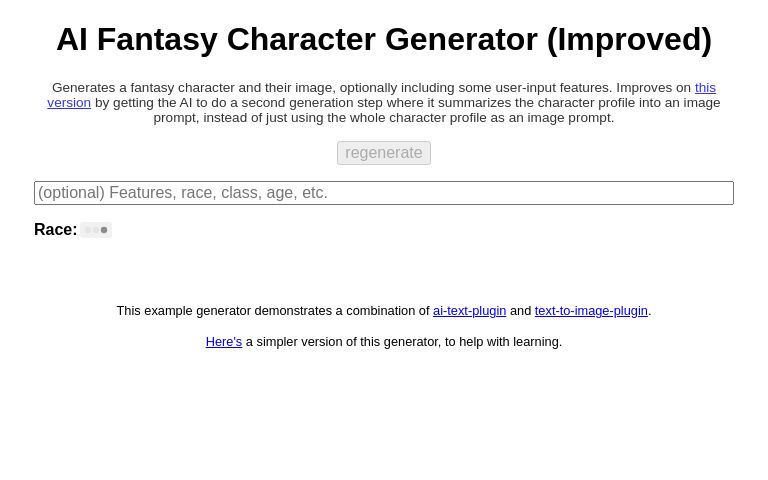 AI Fantasy Character Generator (Improved)
