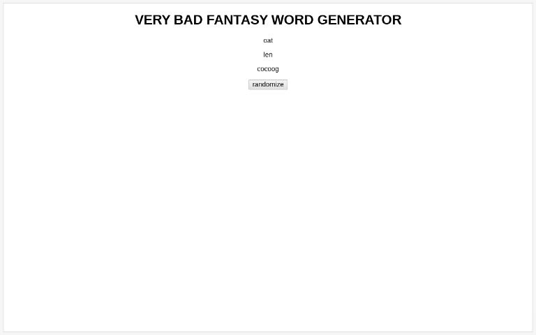 VERY BAD FANTASY WORD GENERATOR