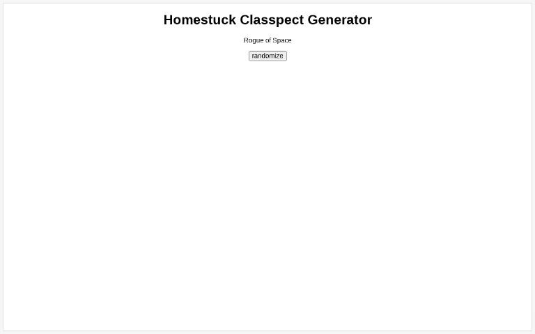 Homestuck Classpect Generator