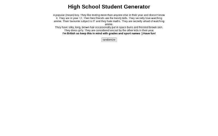 High School Student Generator
