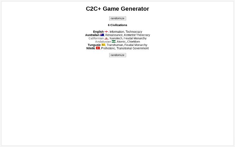 C2C+ Game Generator