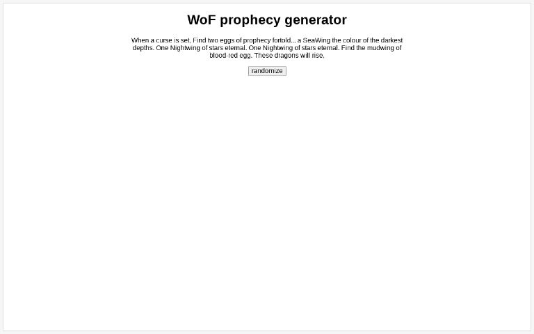 WoF prophecy generator