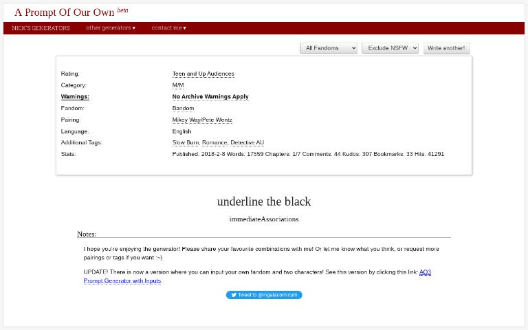 A Prompt Of Our Own beta ― Perchance Generator