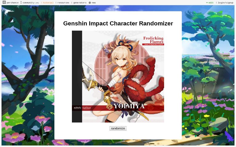 Genshin Impact Character Randomizer ― Perchance Generator