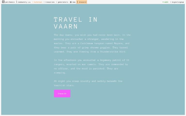 Travel in vaarn ― Perchance Generator