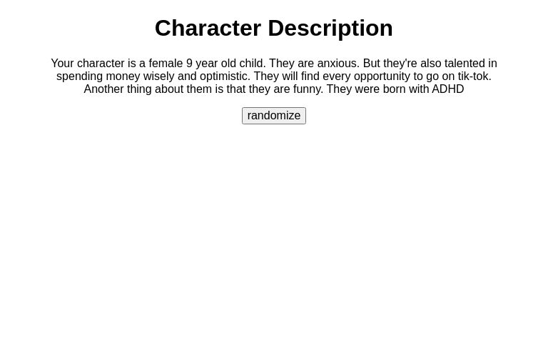 Character Description ― Perchance Generator