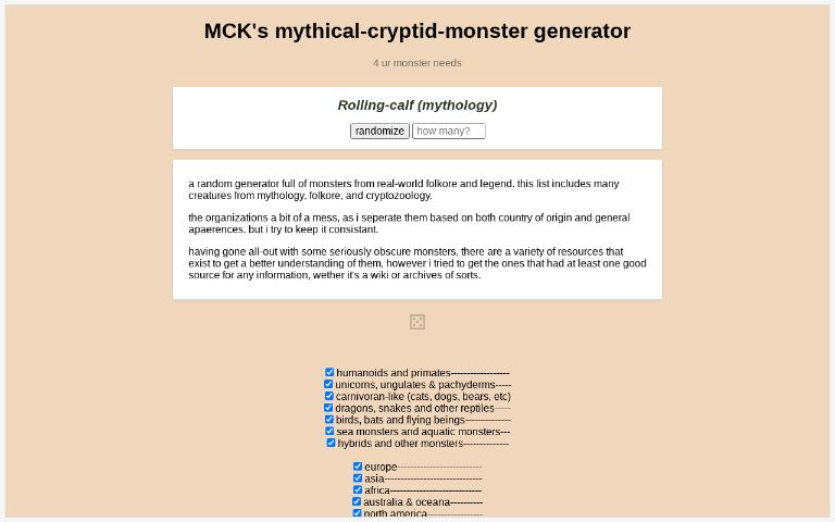 MCK's mythical-cryptid-monster generator