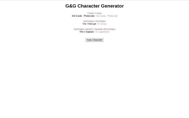 G&G Character Generator