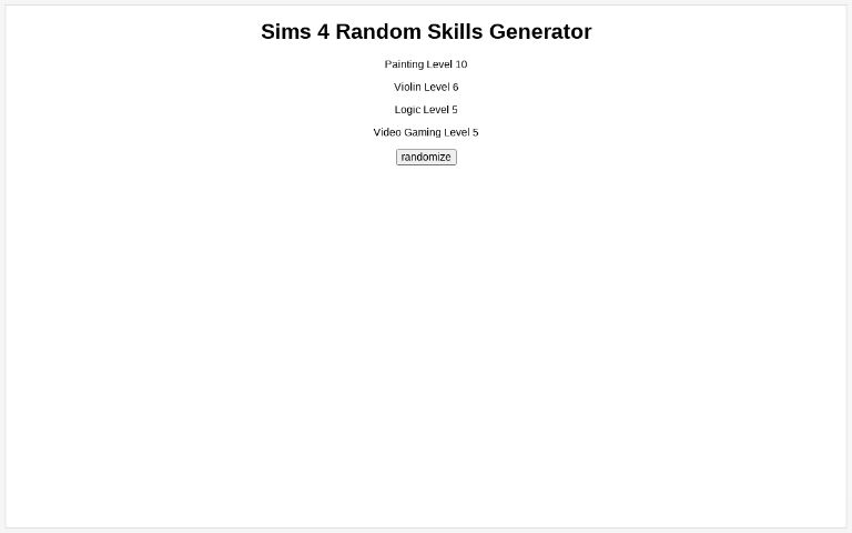 Sims 4 Random Skills Generator